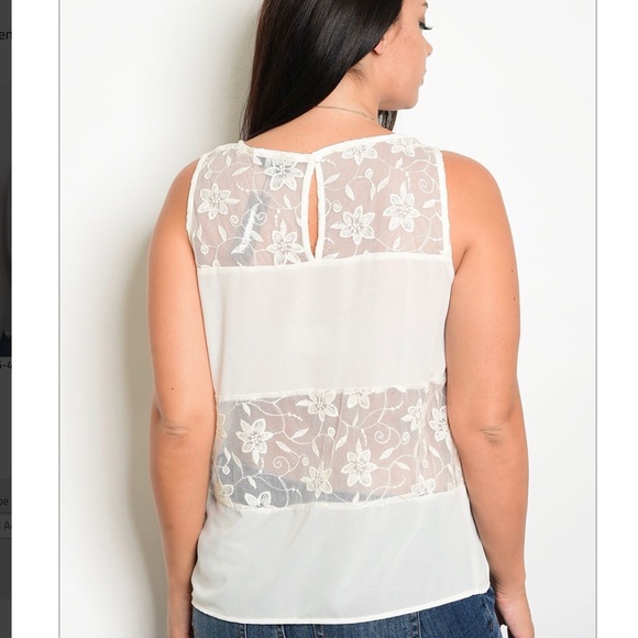 Intense | Tops | Plus Size Sheer Cream Floral Top | Poshmark